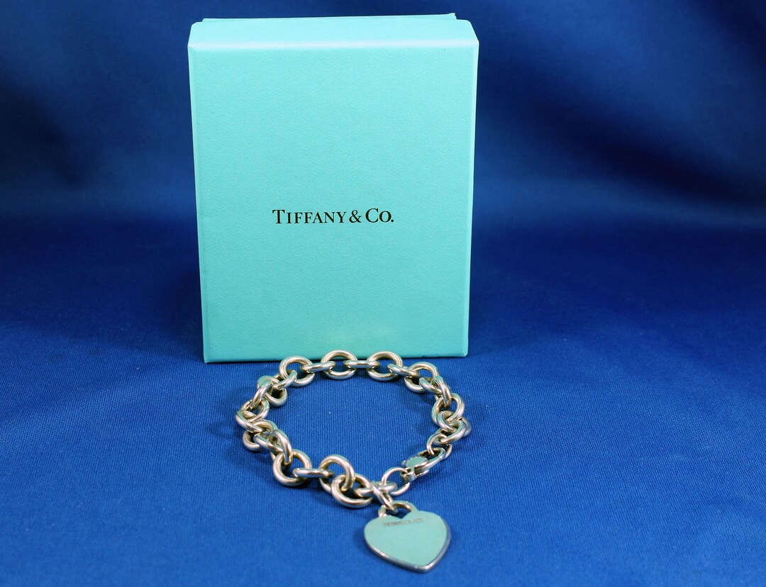 Tiffany and Co. Heart Charm Large Cable Link Sterling Silver Vintage ...