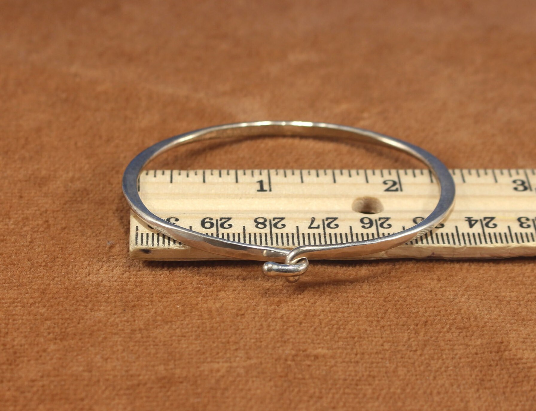 Vintage Hammered Sterling Silver Oval Hook-clasp Bangle Made by ...