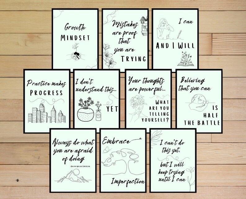 Empowering Growth Mindset Posters for Elementary Classroom: Set of 10 ...