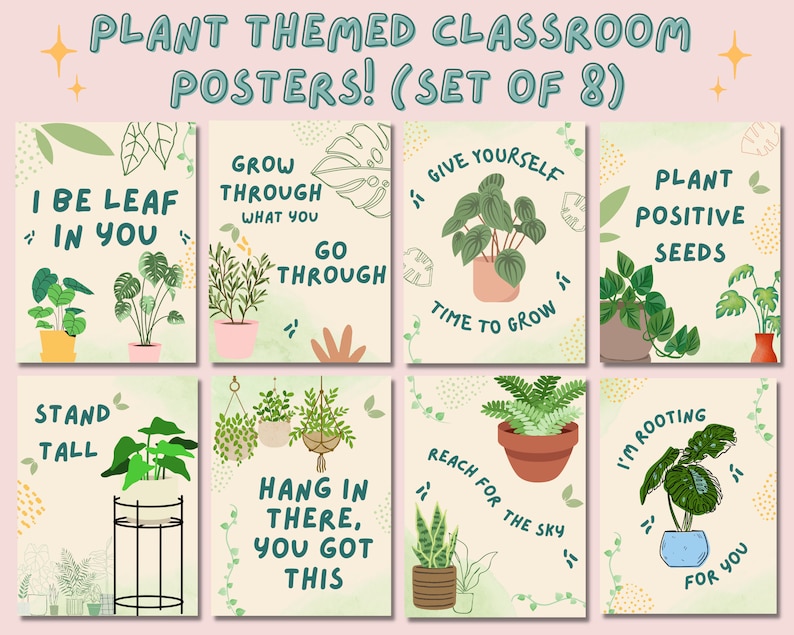 Plant Theme Classroom Posters for Student Motivation and - Etsy