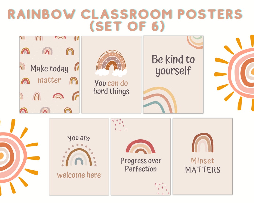 Boho Rainbow Growth Mindset Posters | Customizable DIGITAL DOWNLOAD ...