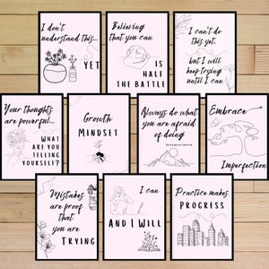 Empowering Growth Mindset Posters for Elementary Classroom: Set of 10 ...