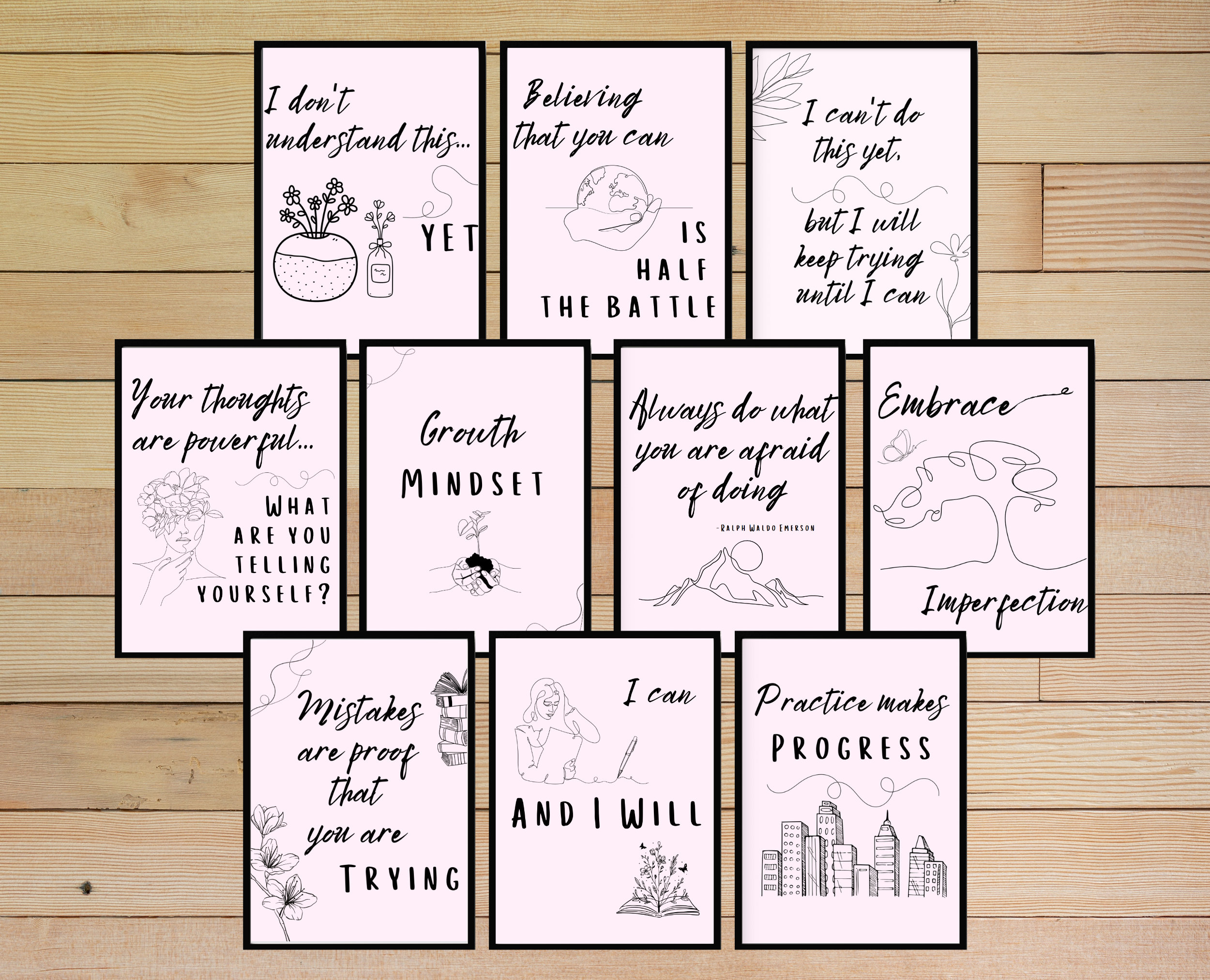 Empowering Growth Mindset Posters for Elementary Classroom: Set of 10 ...
