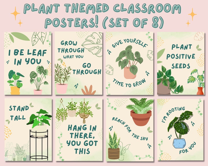 Plant Theme Classroom Posters for Student Motivation and Inspiration ...