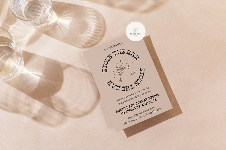 Retro Stock the Bar Invitation Template Flat Lay Wedding - Etsy