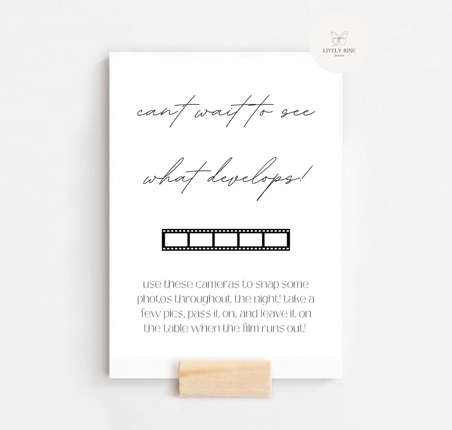 Minimalist Wedding Disposable Camera Sign Template Special Event Sign ...