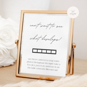 Minimalist Wedding Disposable Camera Sign Template | Special Event Sign ...