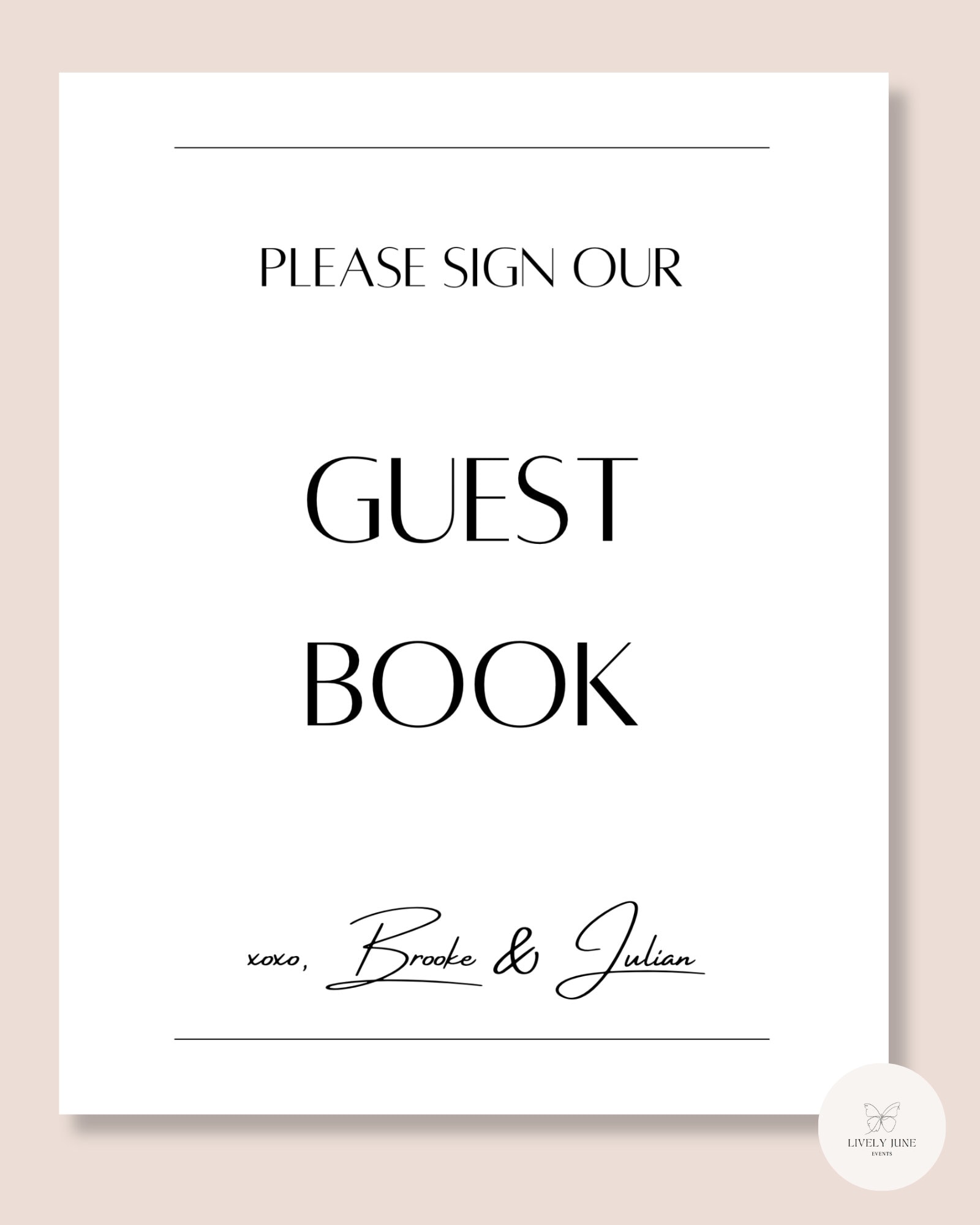 Classic Wedding Guest Book Sign Template | Special Event Sign | DIY ...