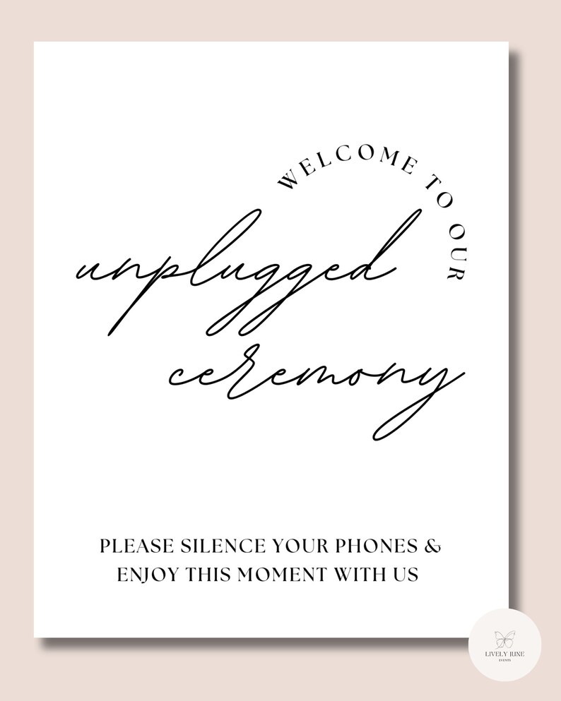 Luxury Unplugged Ceremony Sign Template | Wedding Ceremony Sign ...