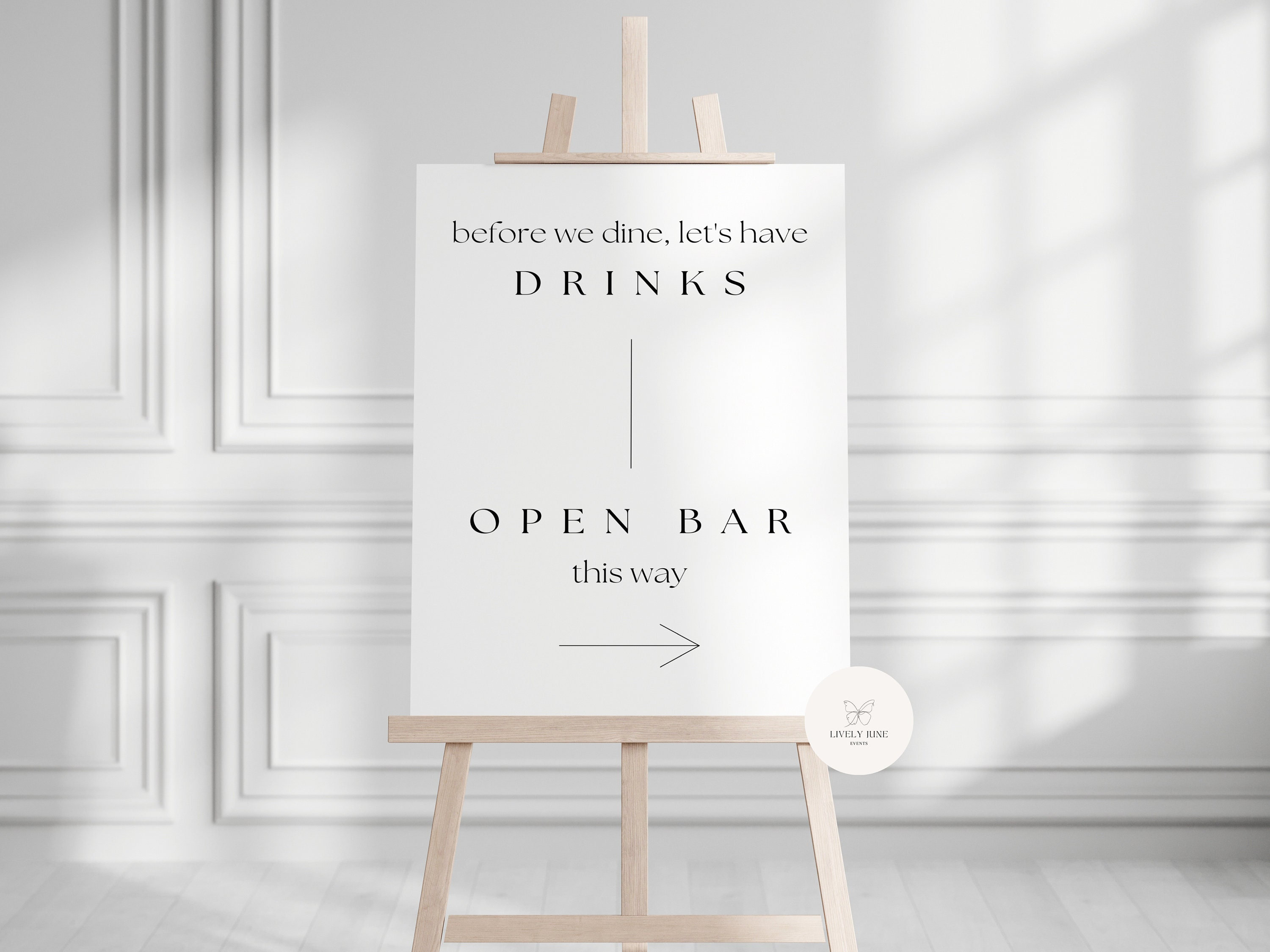Cocktail Hour and Open Bar Sign Template | Wedding Reception Sign ...