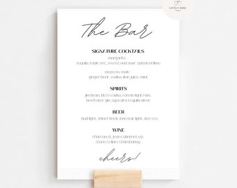 Classic Wedding Bar Menu Template Special Event Drink Sign - Etsy