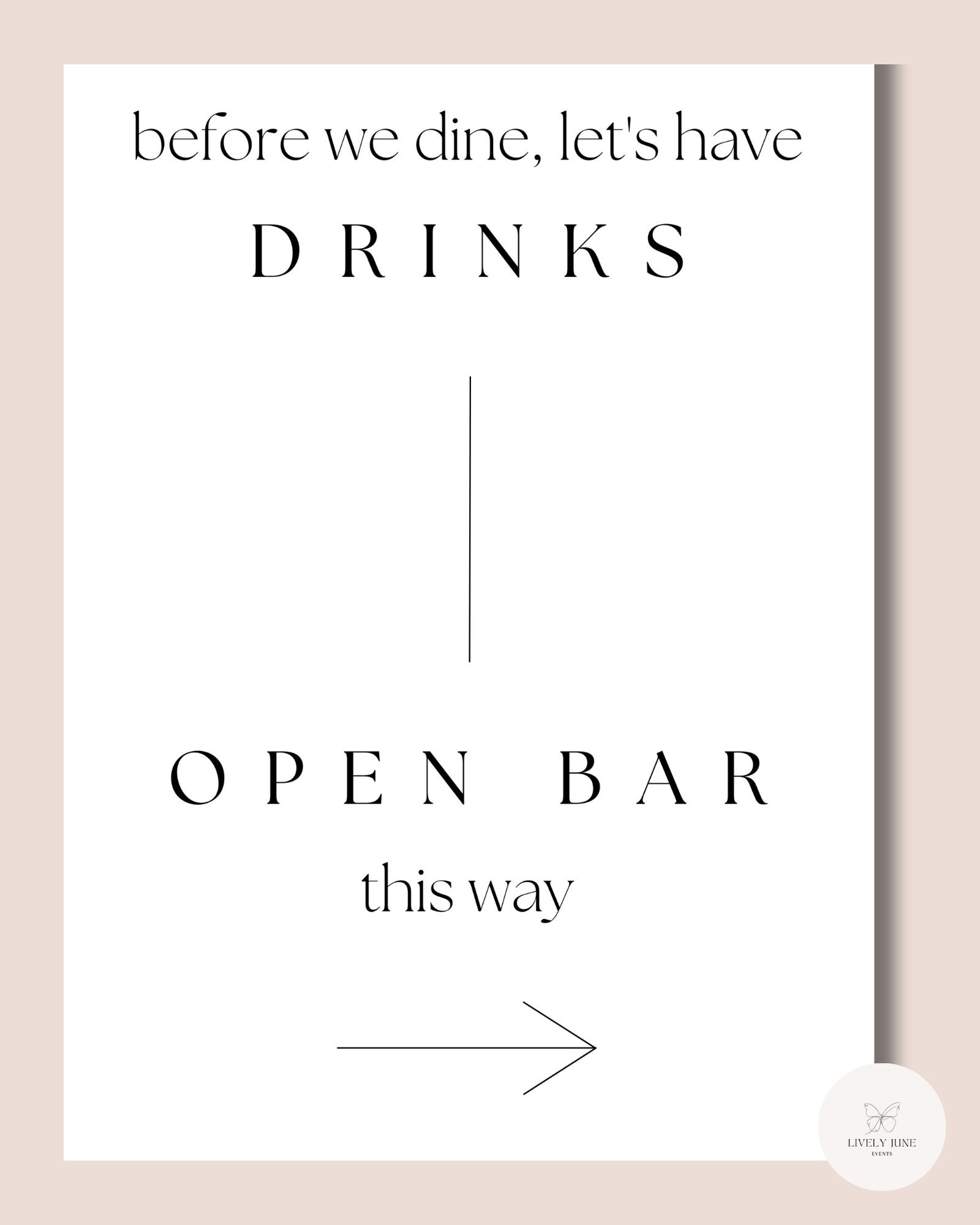 Cocktail Hour and Open Bar Sign Template | Wedding Reception Sign ...
