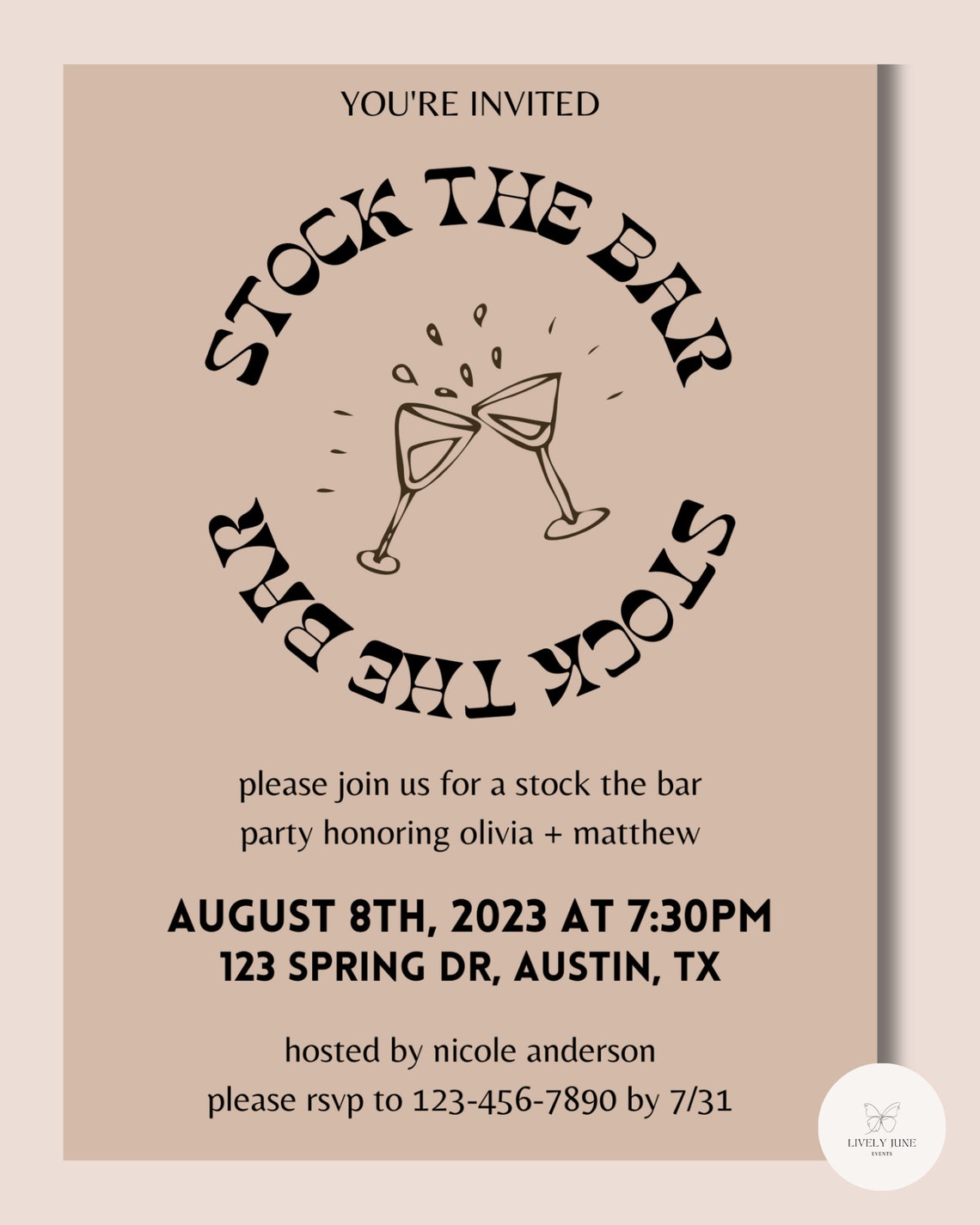 Retro Stock the Bar Invitation Template | Flat Lay Wedding Shower ...