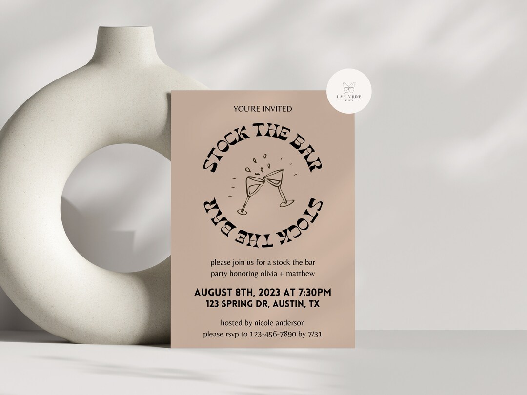 Retro Stock the Bar Invitation Template | Flat Lay Wedding Shower ...