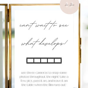 Minimalist Wedding Disposable Camera Sign Printable and - Etsy