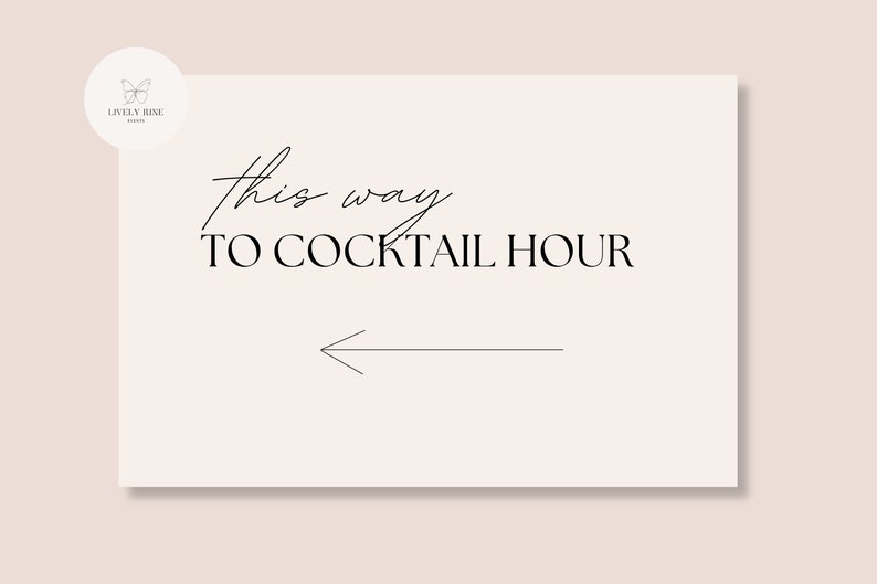 Luxury Cocktail Hour Sign Template | Wedding Reception Welcome Sign ...