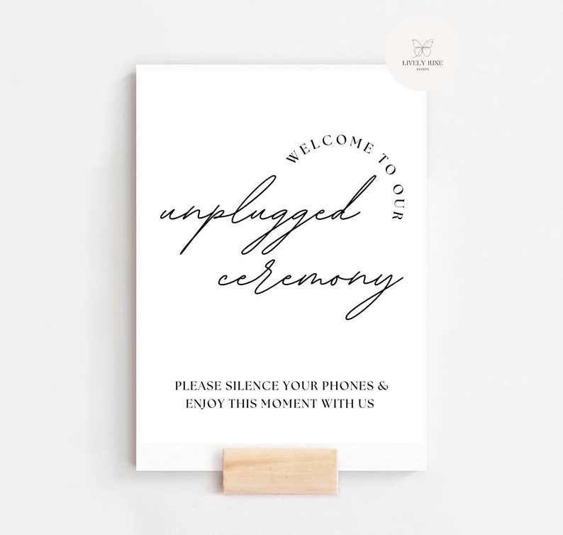 Luxury Unplugged Ceremony Sign Template | Wedding Ceremony Sign ...