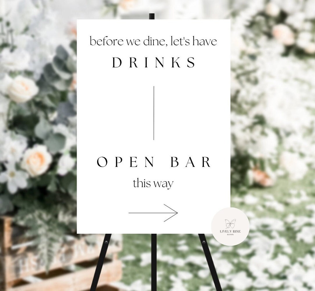 Cocktail Hour and Open Bar Sign Template Wedding Reception - Etsy