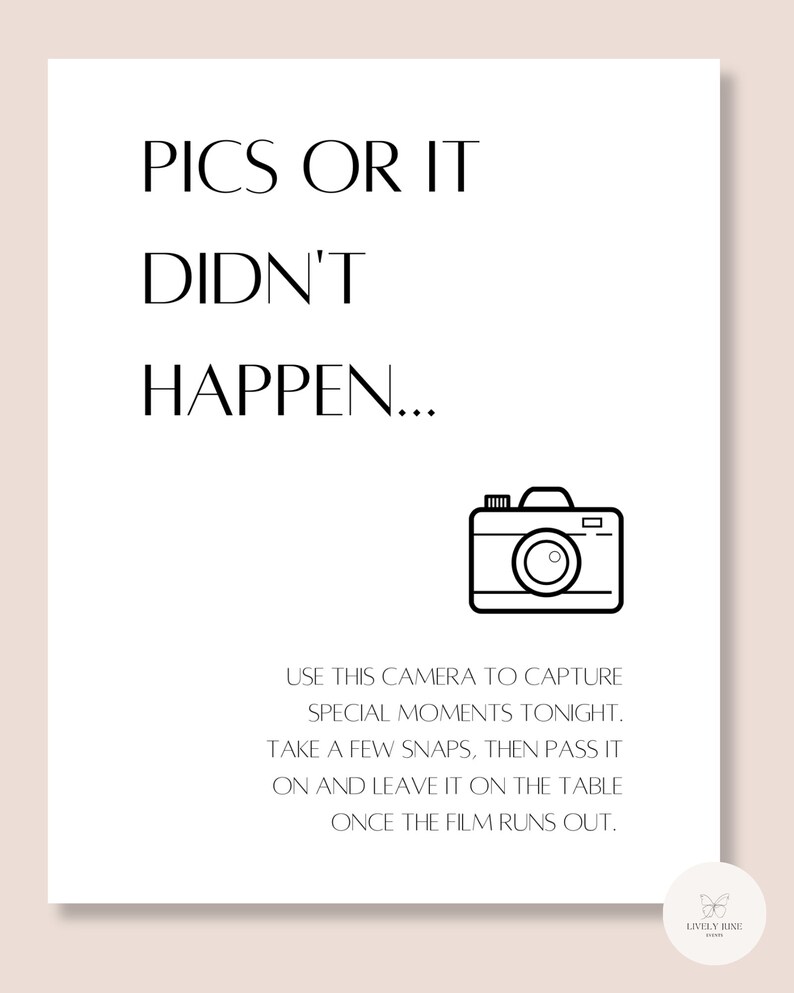 Classic Wedding Disposable Camera Sign Template | Special Event Sign ...