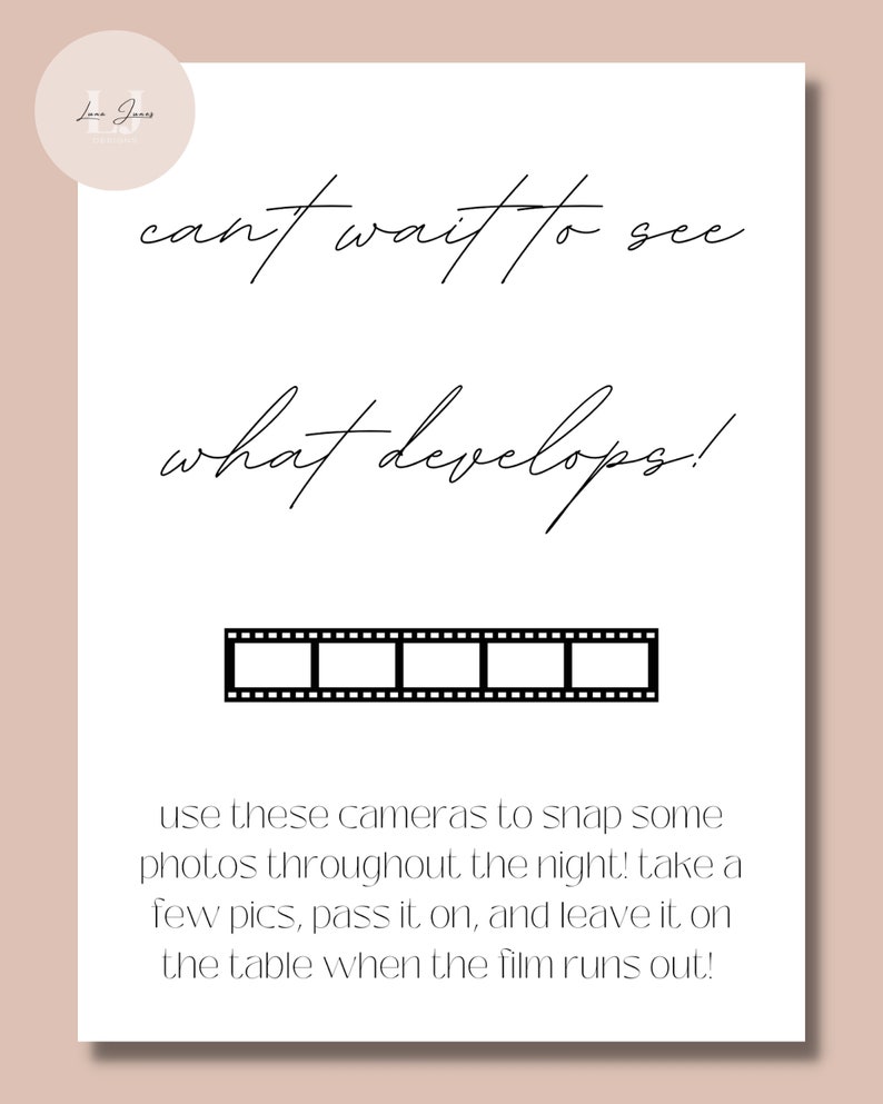 Minimalist Wedding Disposable Camera Sign Printable and - Etsy