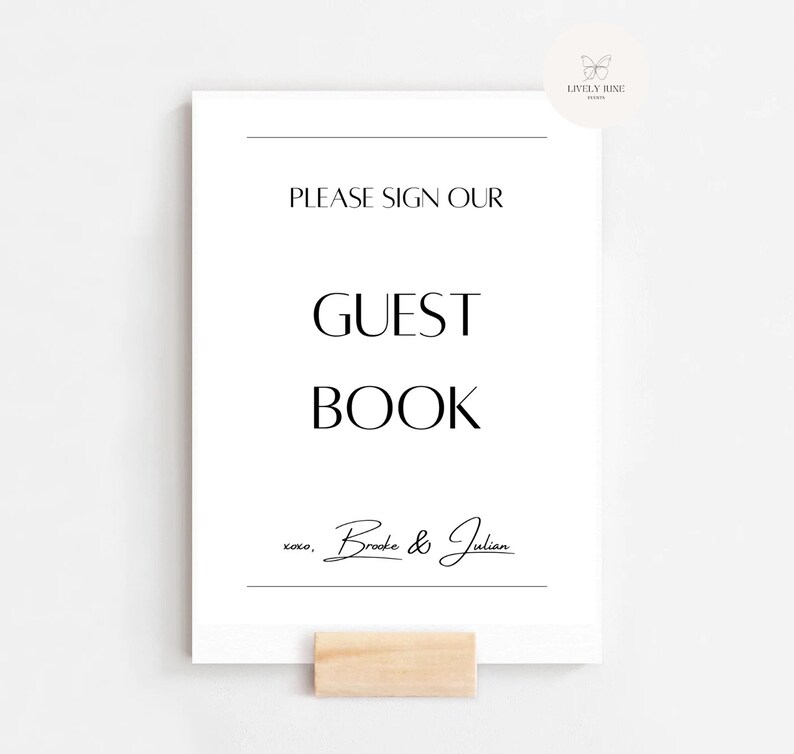 Classic Wedding Guest Book Sign Template | Special Event Sign | DIY ...