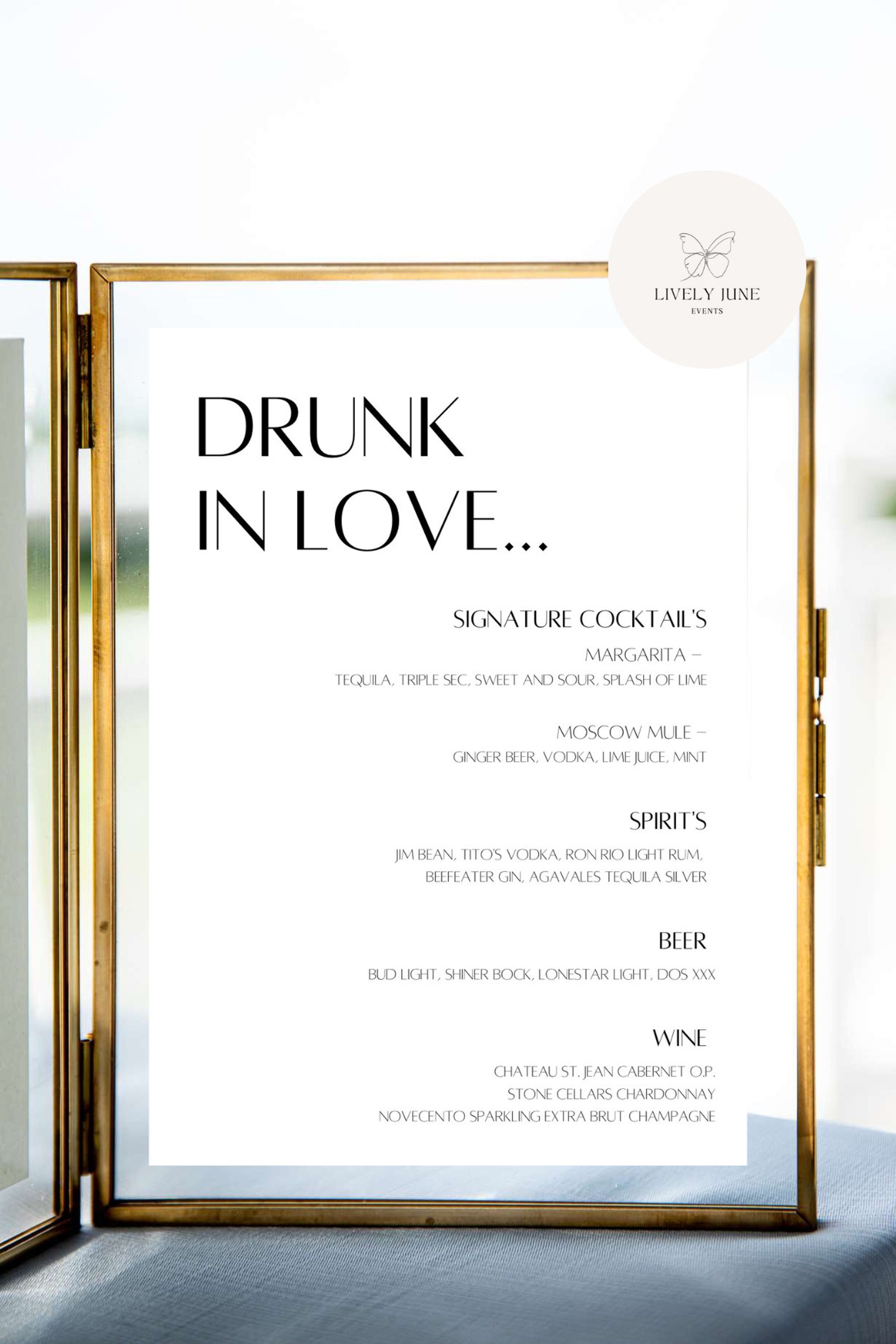 Classic Wedding Bar Menu Template Special Event Drink Sign - Etsy