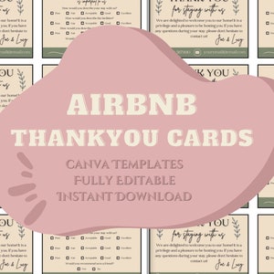 Airbnb Host Thank You Card Template, Editable Canva Airbnb Rental Thank You Template, Printable ...