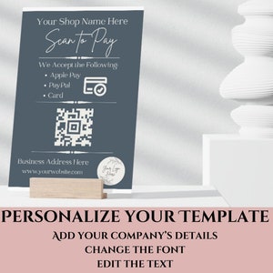 Editable Scan to Pay Sign Template, Printable Small Business Sign ...
