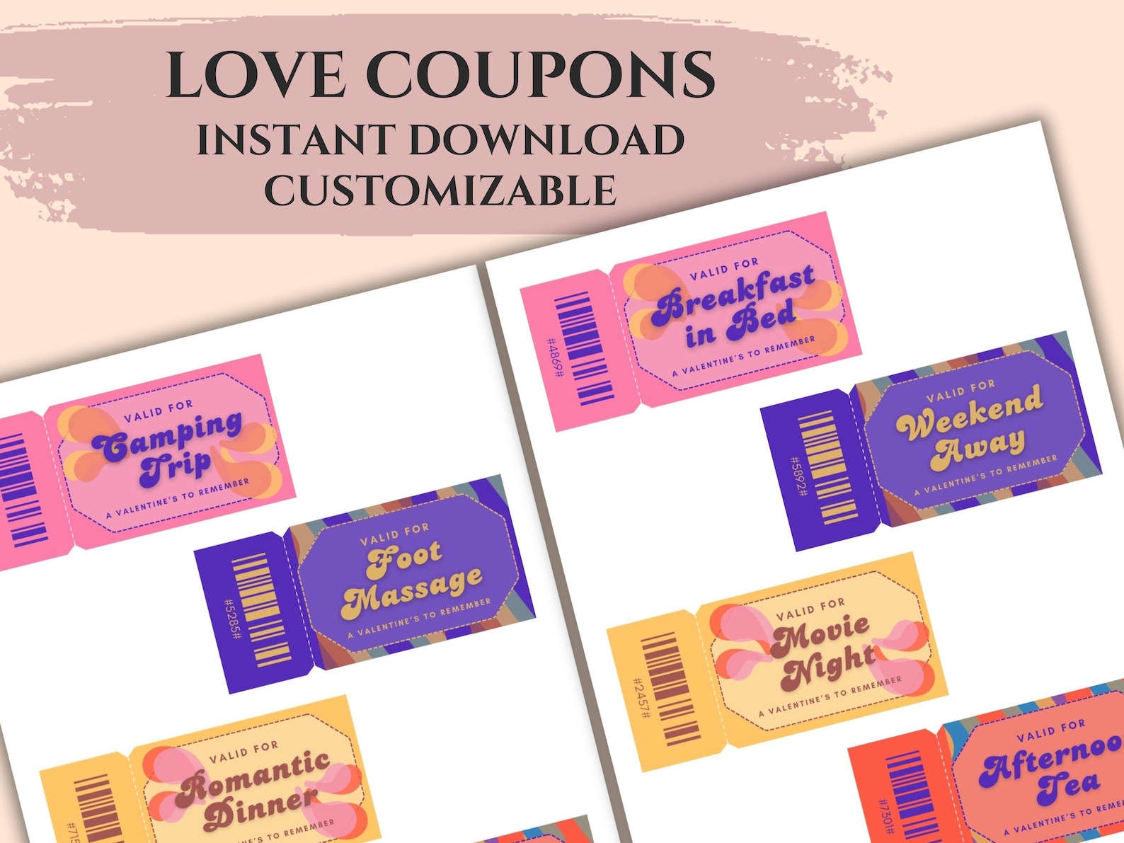 Editable Love Coupon Template, Printable Coupon Book, Valentine's Day ...