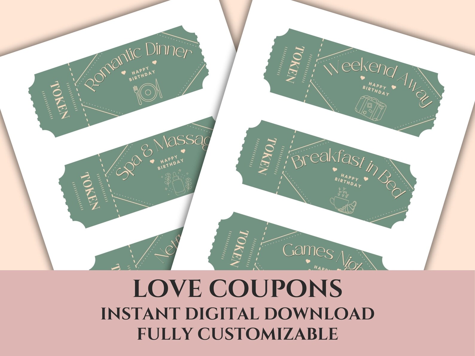Editable Love Coupon Template, Printable Love Tokens, Last Minute Gift ...