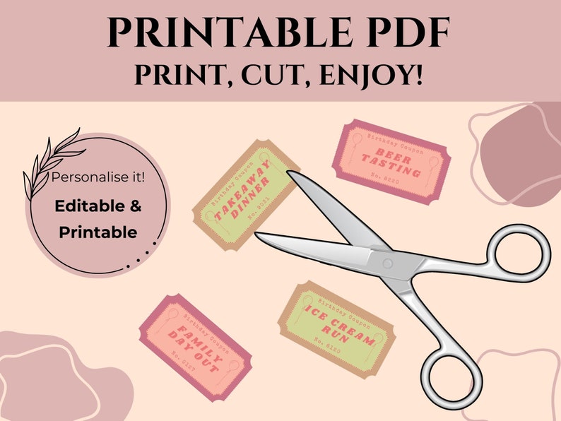 Editable Love Coupon Template, Printable Love Tokens, Last Minute Gift ...