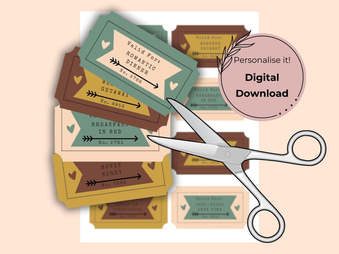 Customizable Love Coupons, Printable Coupon Template, Editable Couples ...