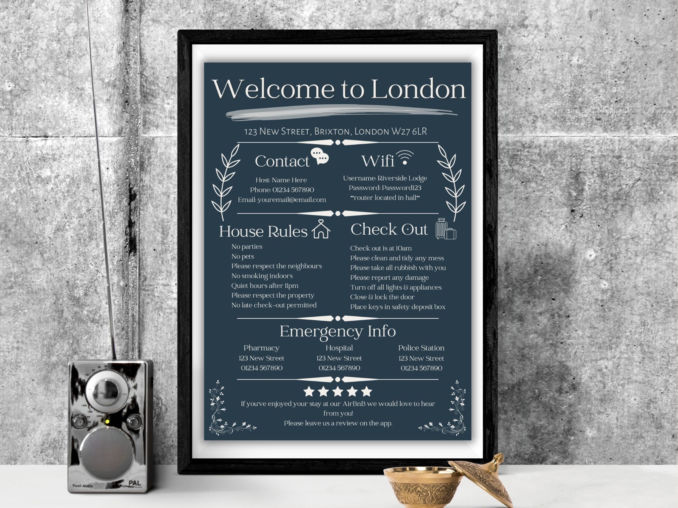 Editable Welcome Sign for Airbnb, Guest Check-in Guide Airbnb, Editable ...