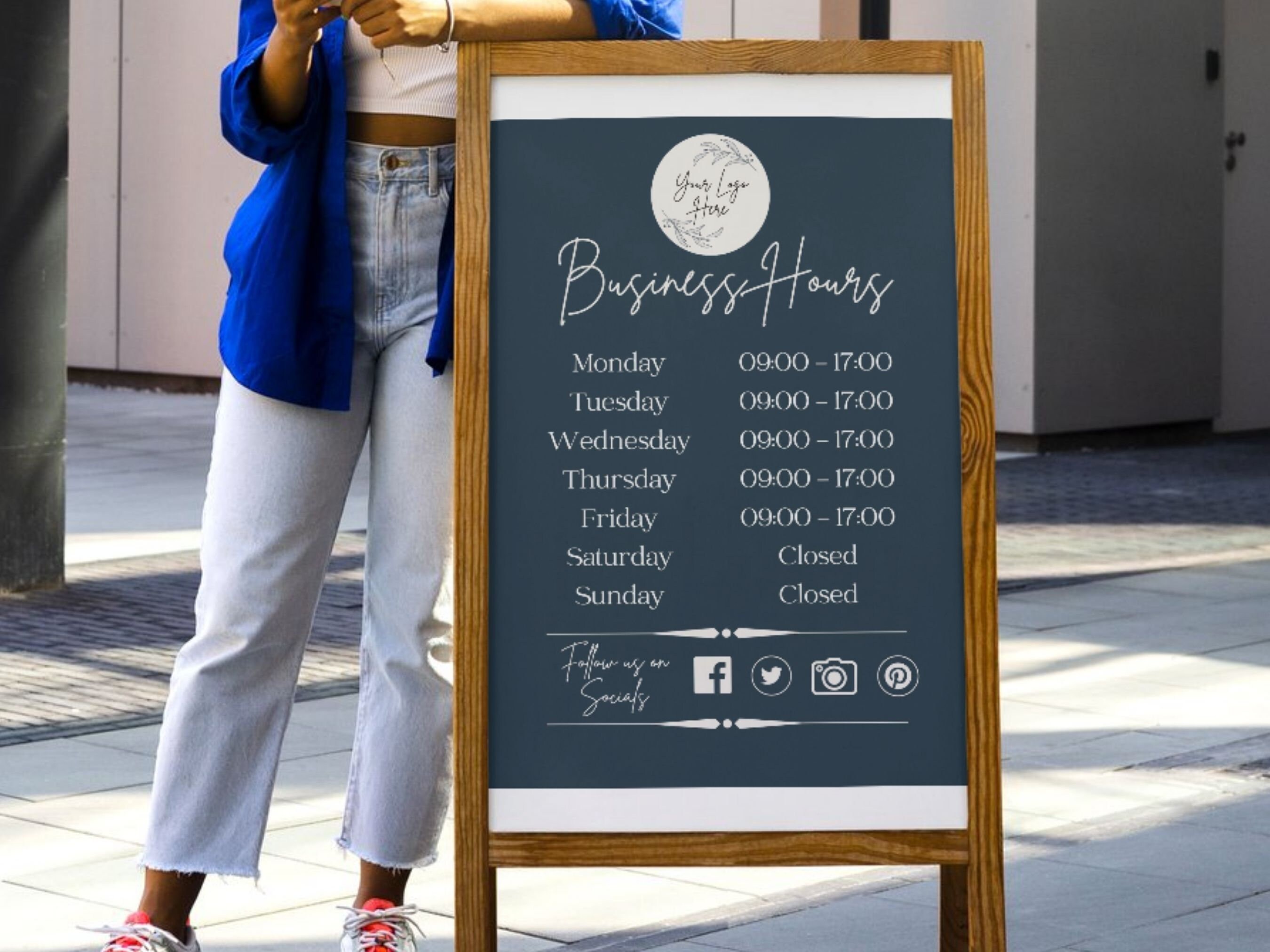 Printable Business Hours Sign Template, Editable Store Opening Times ...