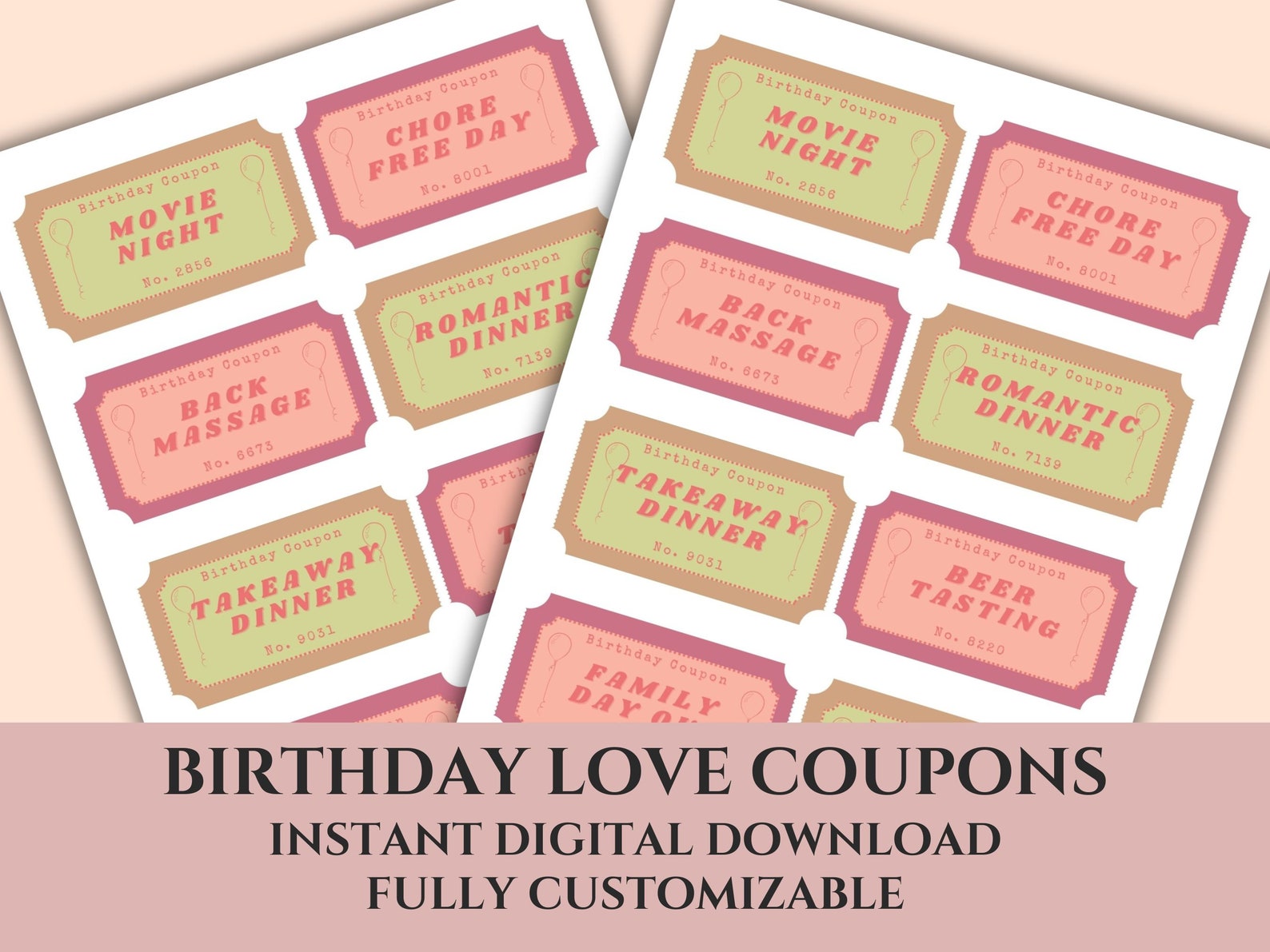 Editable Love Coupon Template, Printable Love Tokens, Last Minute Gift ...