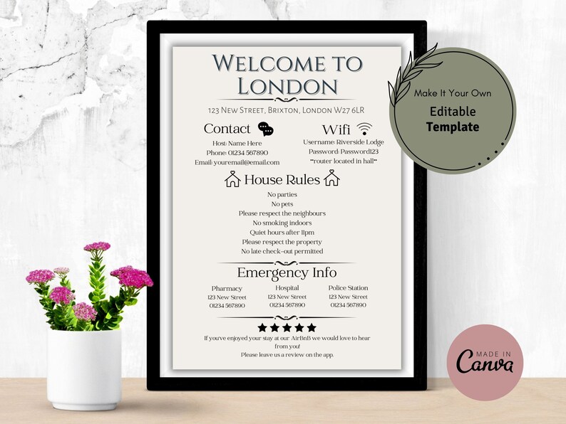 Welcome Sign for Airbnb Hosts, Vacation Rental Printable, Guest Arrival ...