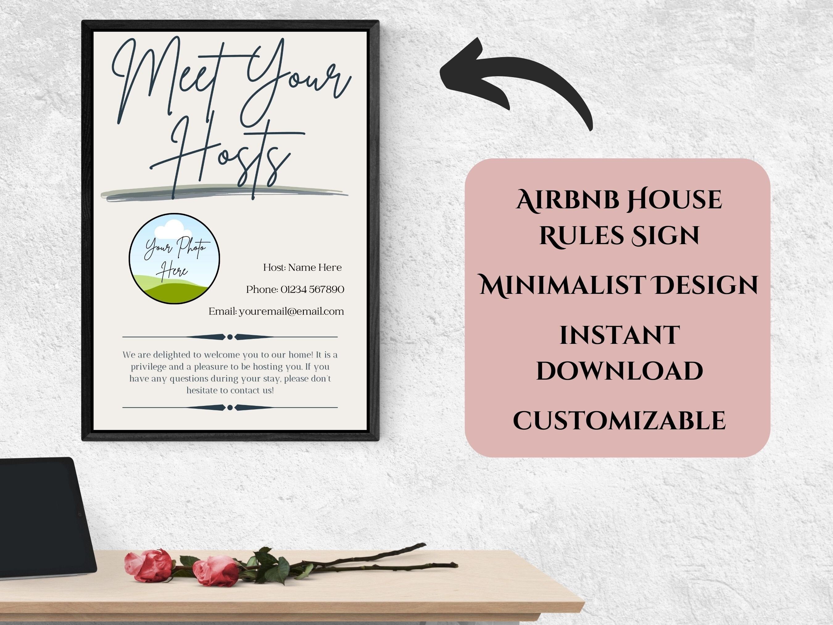 Editable Airbnb Sign Template, Printable Meet Your Hosts Sign for ...