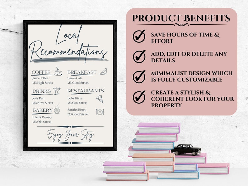 Airbnb Sign Editable, Local Recommendations Sign Template for Airbnb ...