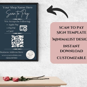 Editable Scan to Pay Sign Template, Printable Small Business Sign ...