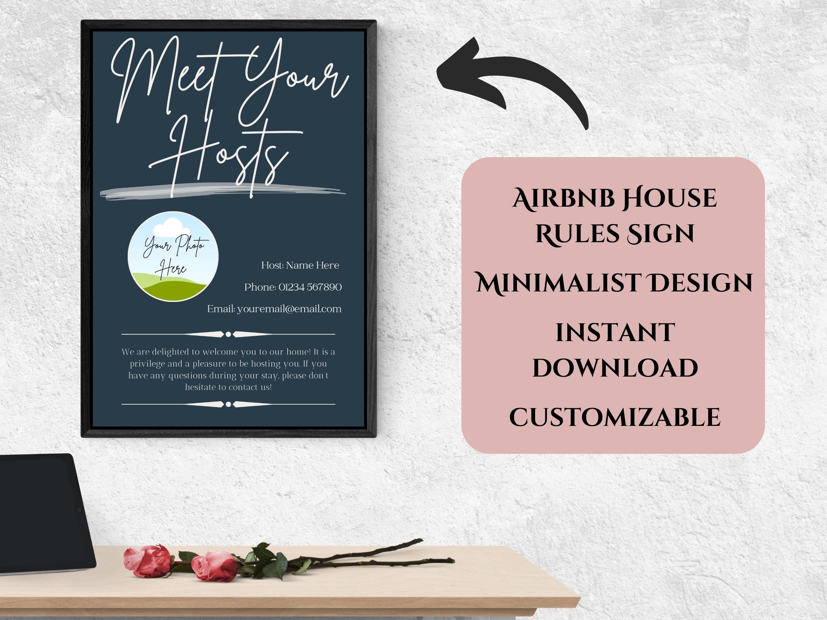 Editable Airbnb Sign Template, Printable Meet Your Hosts Sign for ...