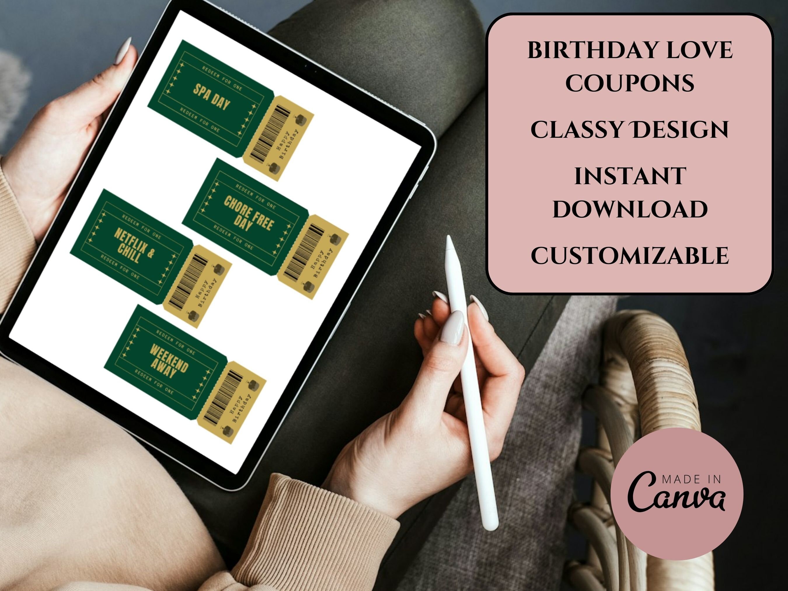 Editable Coupon Template, Printable Birthday Coupons, Anniversary Gift ...
