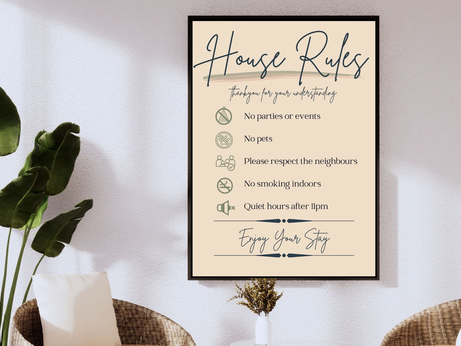 Airbnb House Rules Sign Template, Editable Sign for Airbnb Host ...