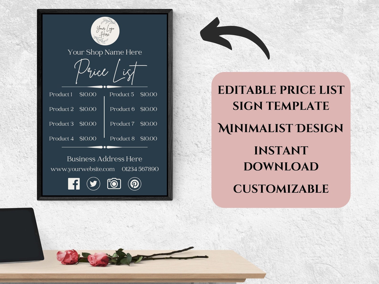 Printable Small Business Price List Template, Editable Pricing Guide ...