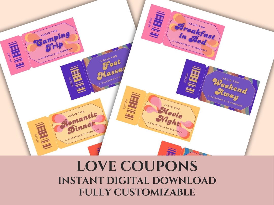 Editable Love Coupon Template, Printable Coupon Book, Valentine's Day ...