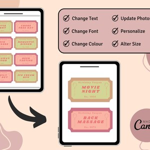 Editable Love Coupon Template, Printable Love Tokens, Last Minute Gift ...