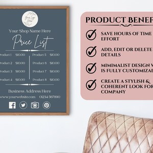 Printable Small Business Price List Template, Editable Pricing Guide ...