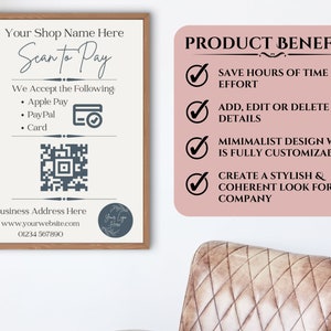 Small Business Sign Template, Editable Scan to Pay Sign, Printable ...