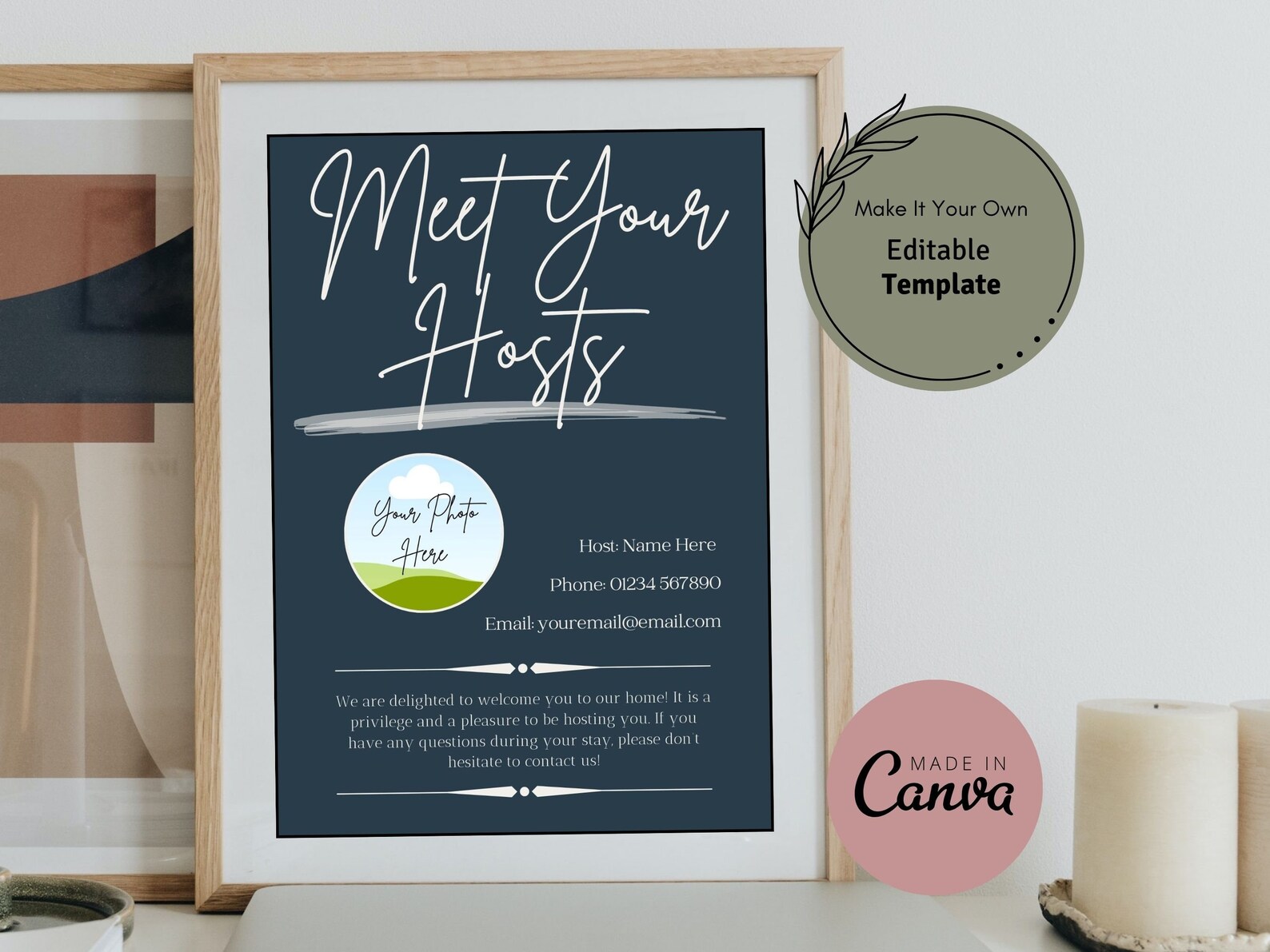 Editable Airbnb Sign Template, Printable Meet Your Hosts Sign for ...