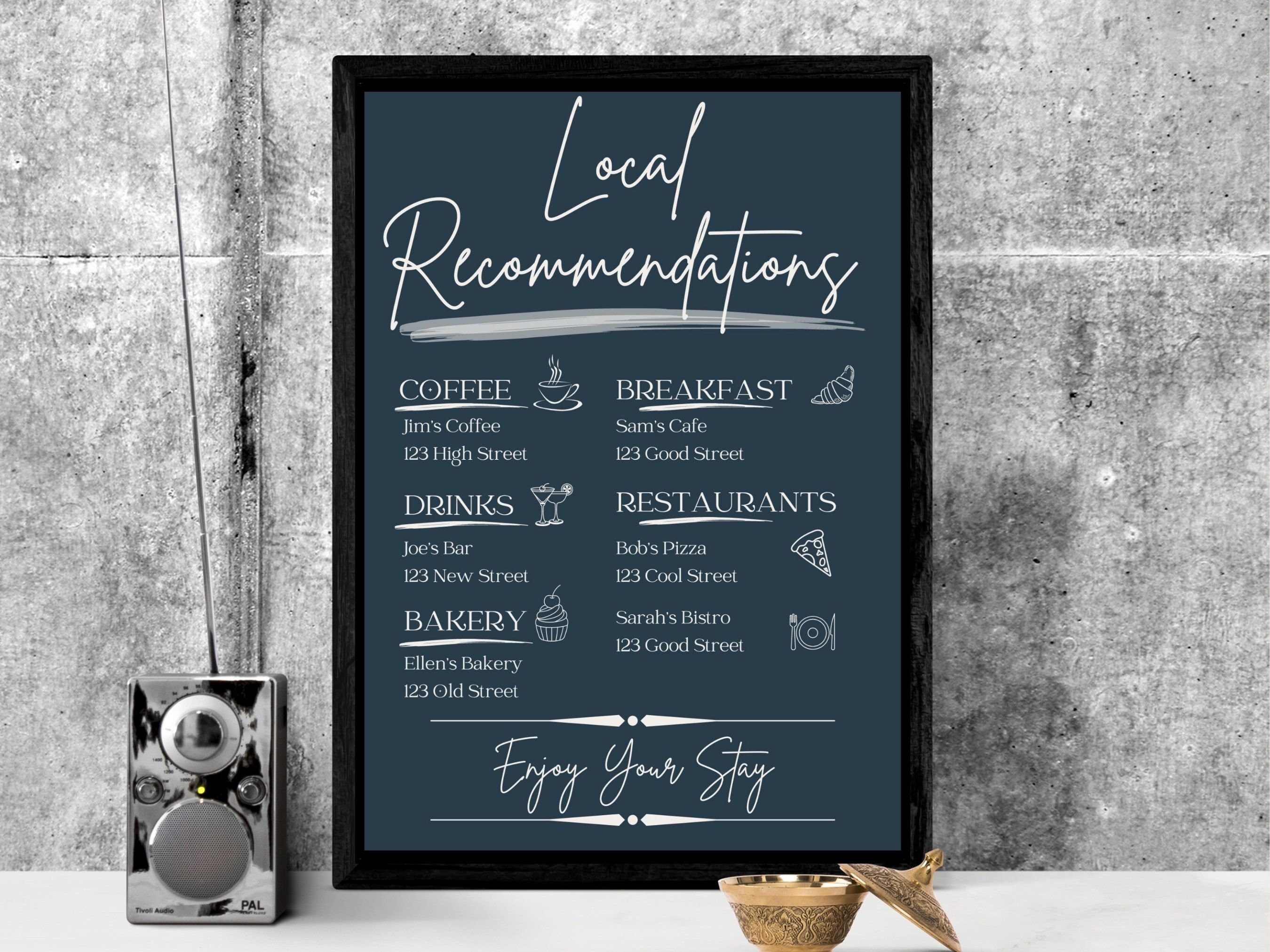 Editable Airbnb Sign Template, Printable Local Recommendations Sign for ...