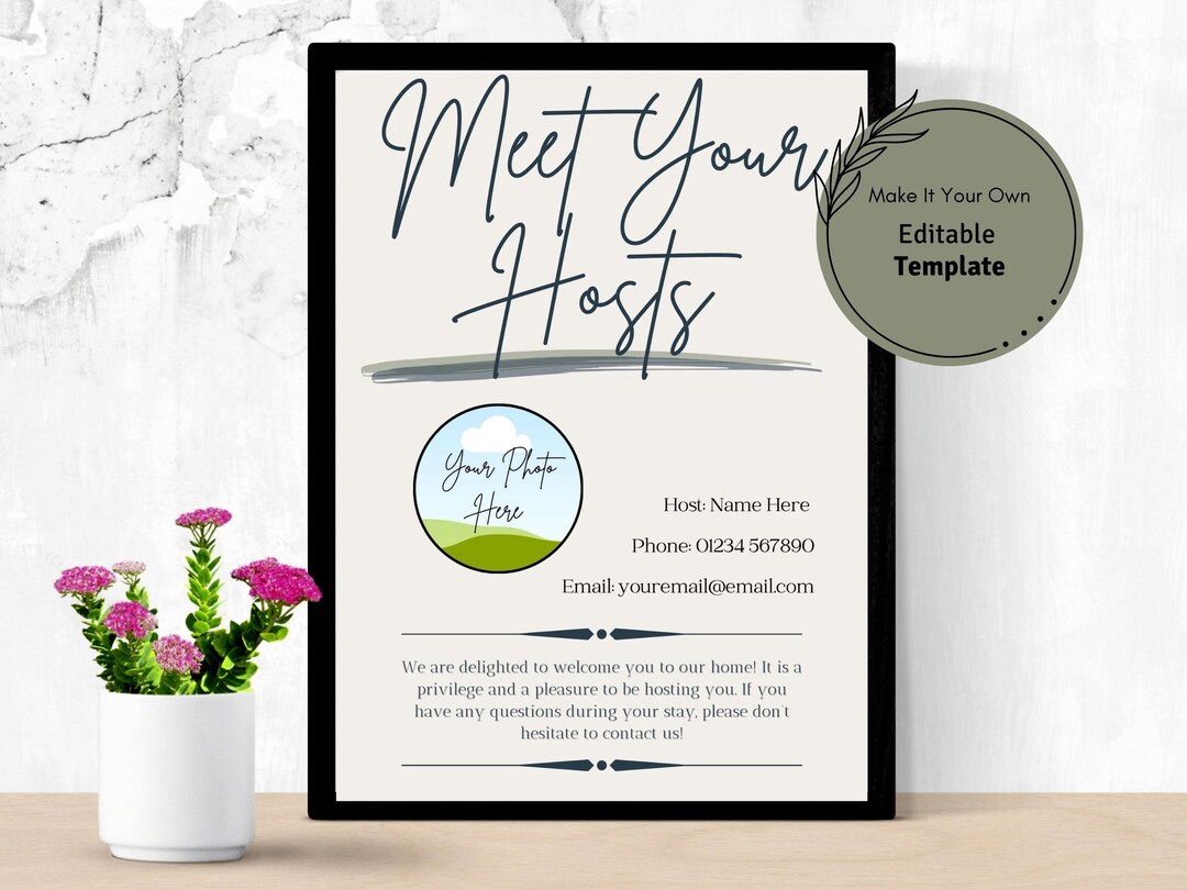 Airbnb Sign Template Editable, Meet Your Hosts Sign for Airbnb ...